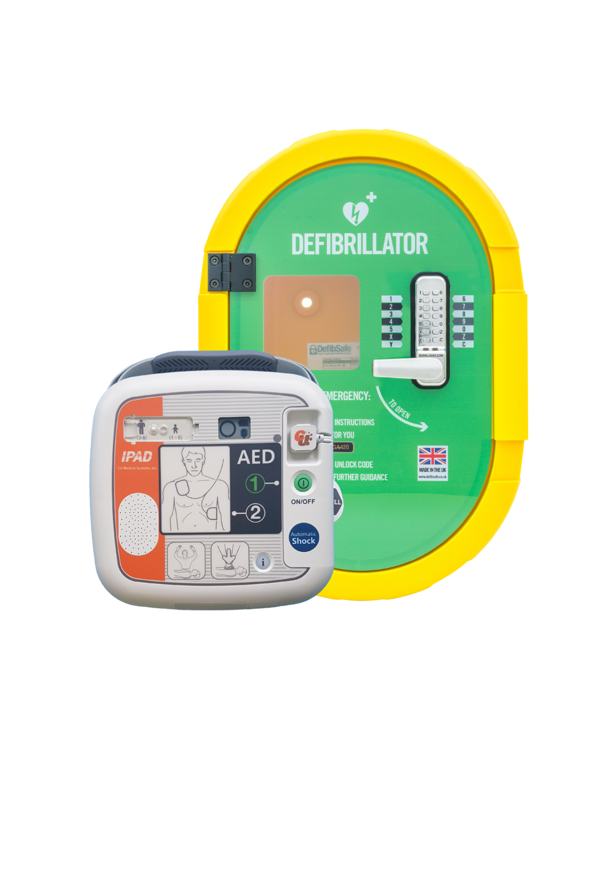 iPAD SP1 Fully Automatic AED & Defibsafe 2 Locked Cabinet Bundle ...