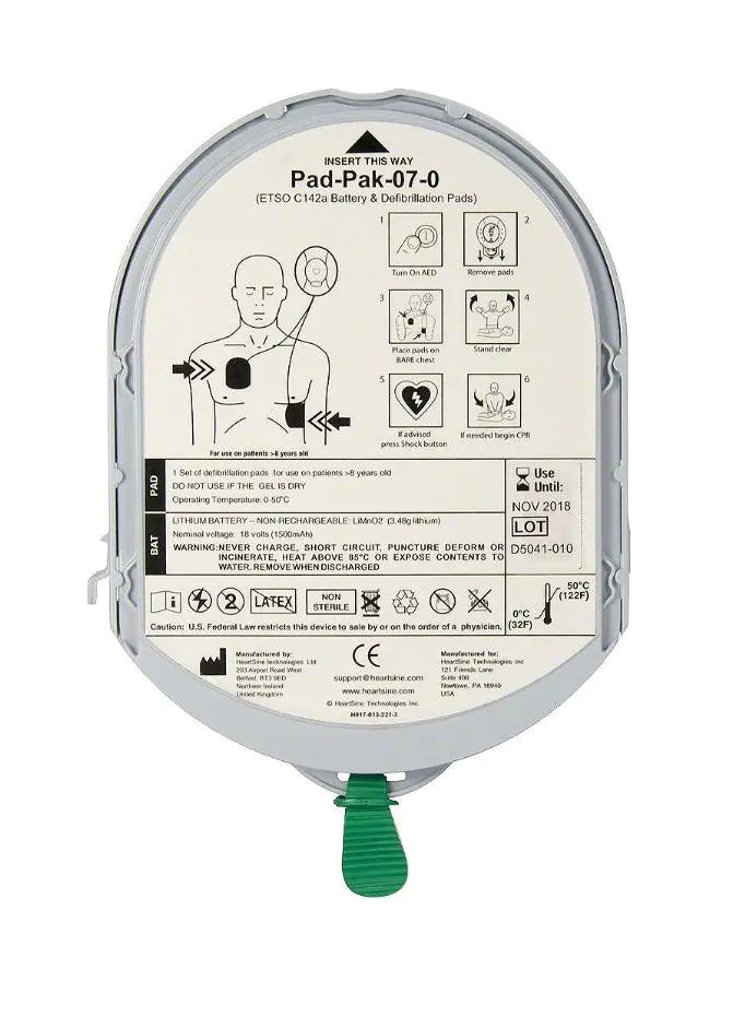 HeartSine Adult Pad-Pak Defibrillator Pads (for use on aircraft ...